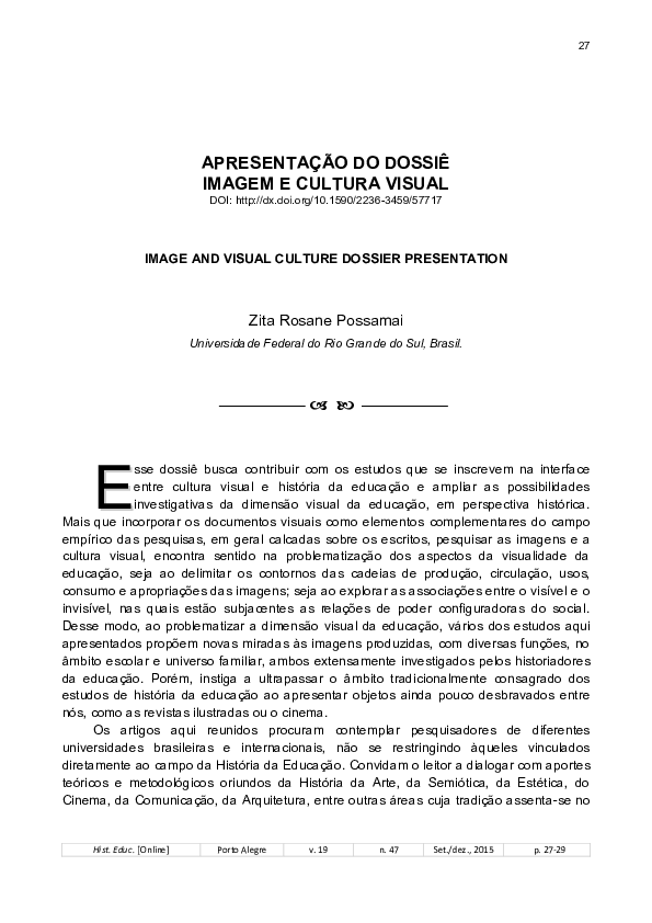 (PDF) Image and Visual Culture Dossier Presentation