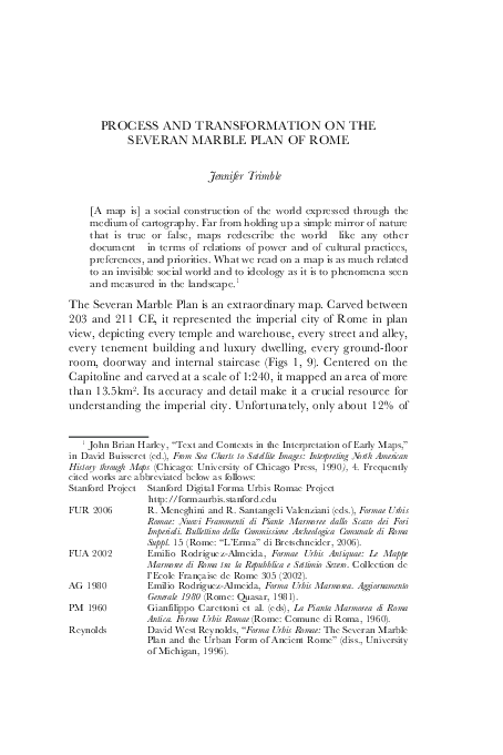 (PDF) Process And Transformation On The Severan Marble Plan Of Rome
