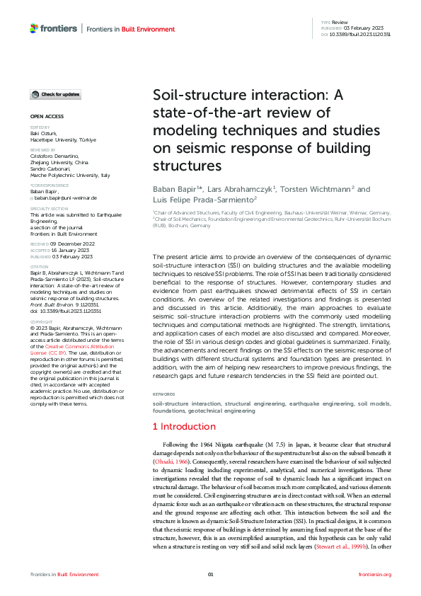 (PDF) Soil-structure interaction: A state-of-the-art review of modeling techniques and studies ...