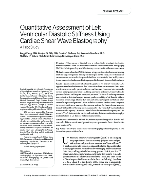 (PDF) Quantitative Assessment of Left Ventricular Diastolic Stiffness Using Cardiac Shear Wave ...