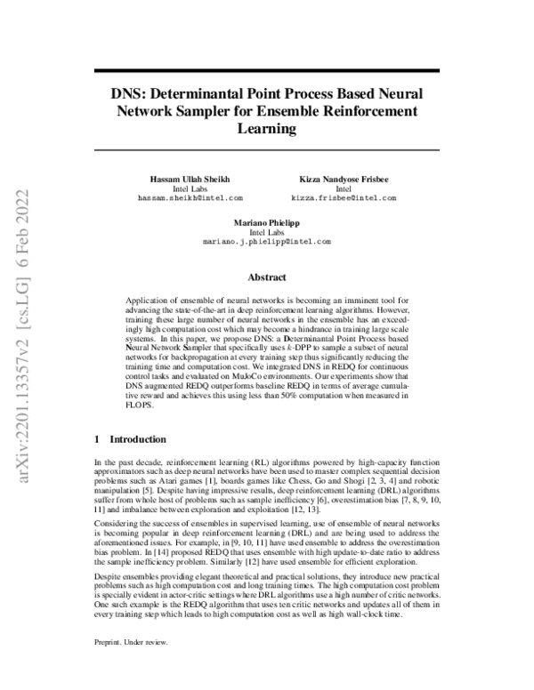 (PDF) DNS: Determinantal Point Process Based Neural Network Sampler for Ensemble Reinforcement ...