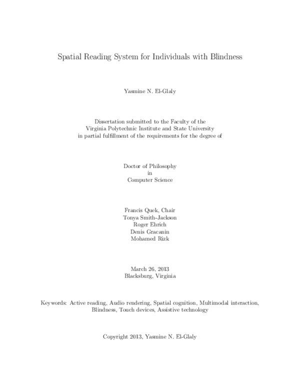 (PDF) Spatial reading system for individuals with blindness | Francis ...