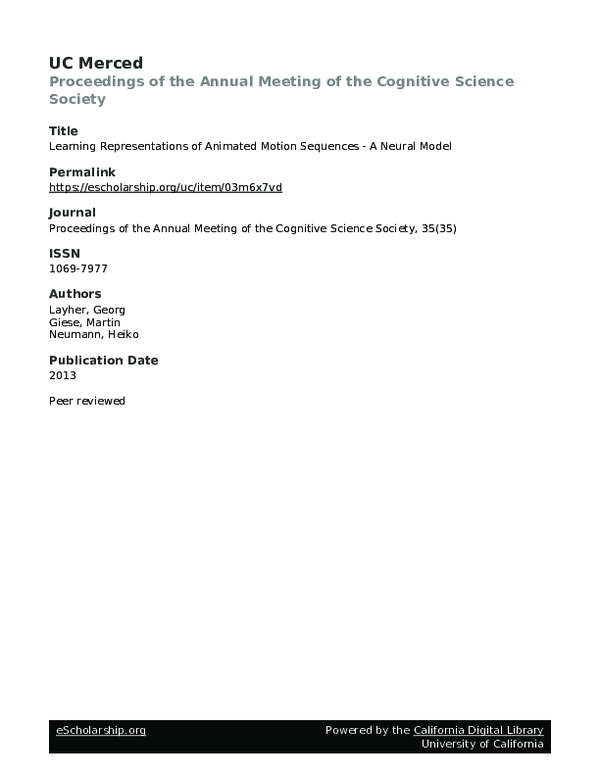 (PDF) Learning Representations of Animated Motion Sequences—A Neural Model