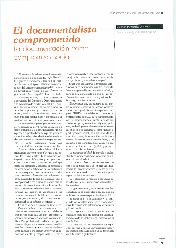 (PDF) El documentalista comprometido: la documentación como compromiso ...
