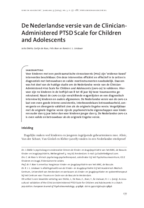 (PDF) De Nederlandse versie van de Clinician-Administered PTSD Scale ...