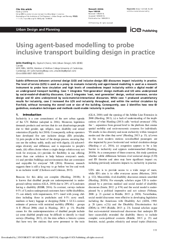 (PDF) Using agent-based modelling to probe inclusive transport building design in practice