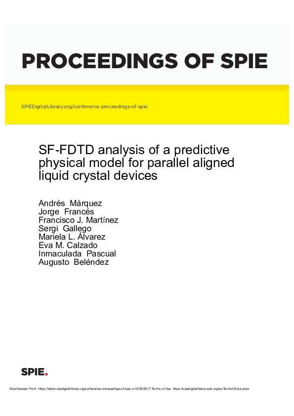 Pdf Sf Fdtd Analysis Of A Predictive Physical Model For Parallel Aligned Liquid Crystal Devices