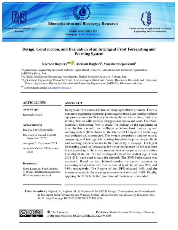 (PDF) Design, Construction, and Evaluation of an Intelligent Frost ...