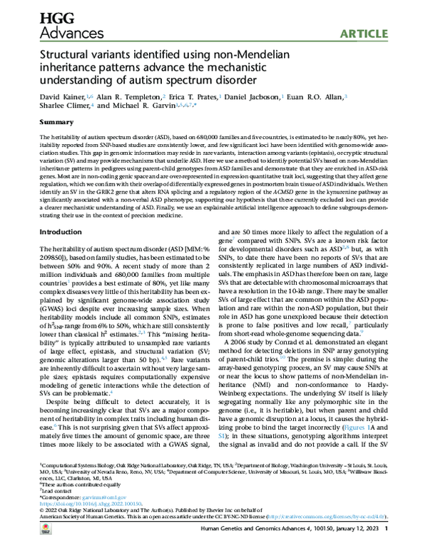 (PDF) Structural variants identified using non-Mendelian inheritance ...