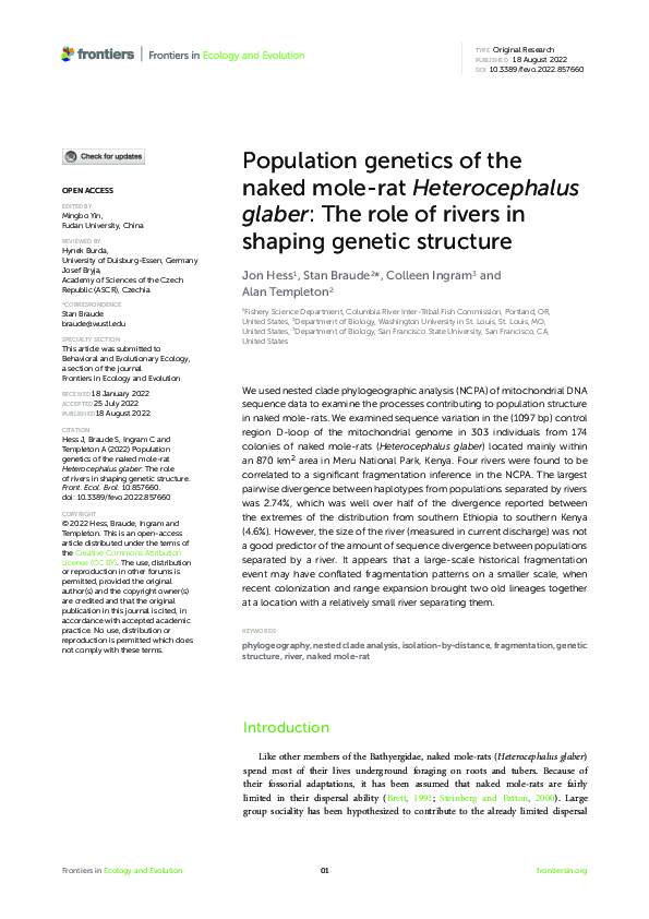 (PDF) Population genetics of the naked mole-rat Heterocephalus glaber ...