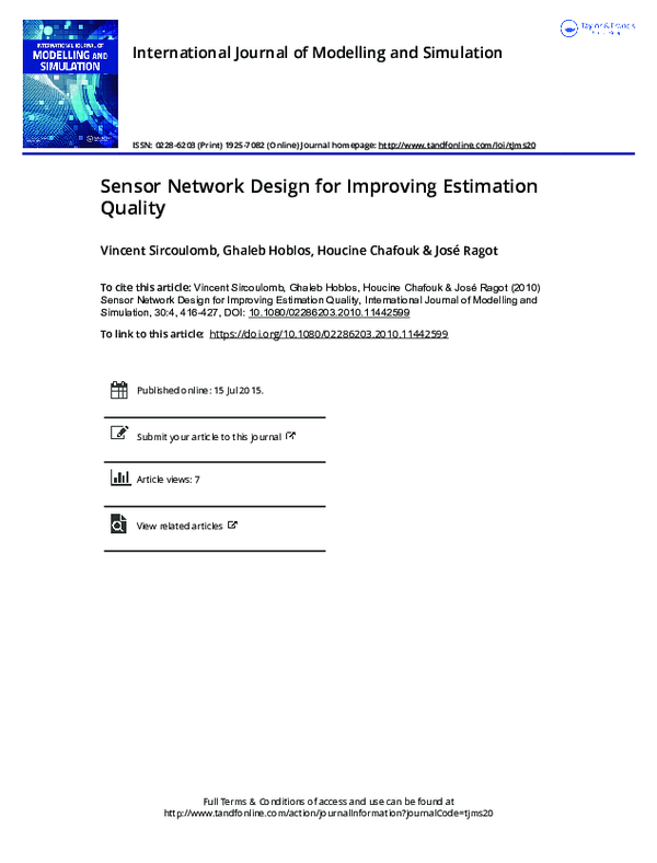 (PDF) Sensor Network Design for Improving Estimation Quality