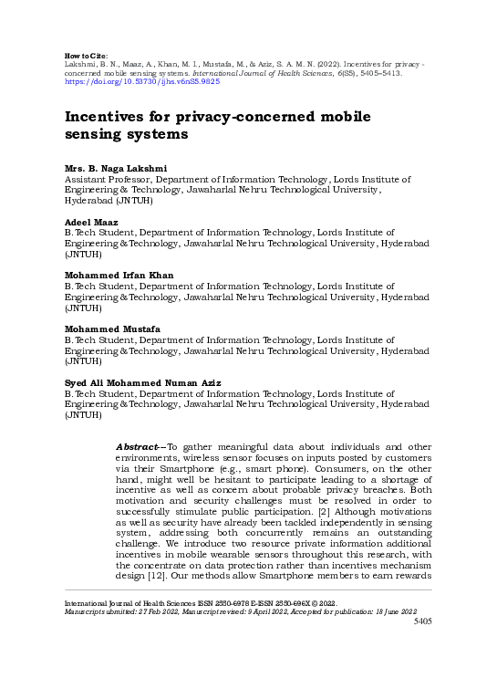 Pdf Incentives For Privacy Concerned Mobile Sensing Systems Adeel Maaz