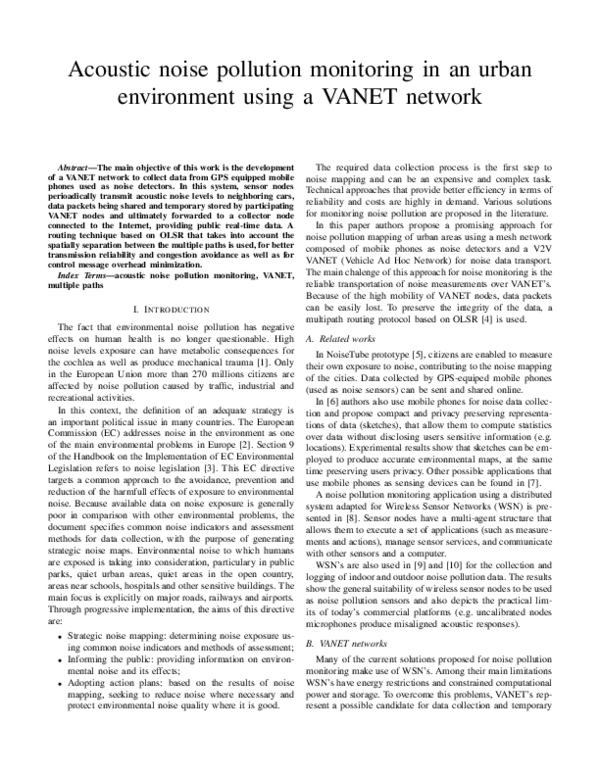 (PDF) Acoustic noise pollution monitoring in an urban environment using ...