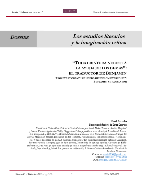 (PDF) TODA CRIATURA NECESITA LA AYUDA DE LOS DEMÁS”:EL TRADUCTOR DE ...