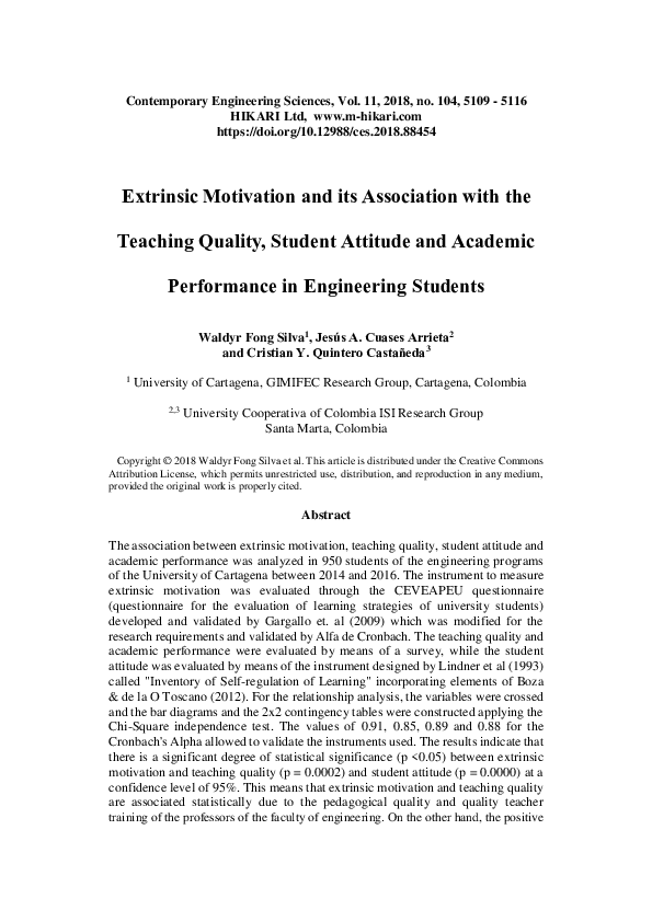 (PDF) Extrinsic motivation and its association with the teaching ...