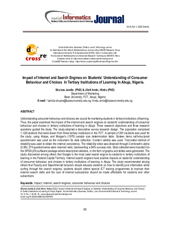 (PDF) Impact of Internet and Search Engines on Students’ Understanding ...