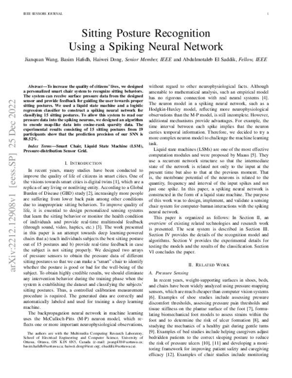 Pdf Sitting Posture Recognition Using A Spiking Neural Network Basim Hafidh