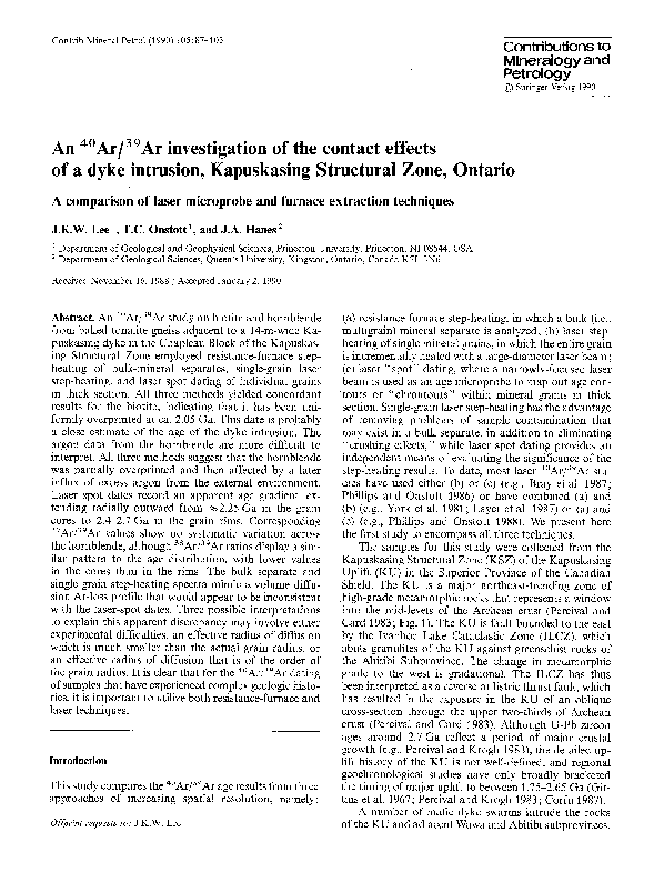 (PDF) An 40Ar/39Ar investigation of the contact effects of a dyke ...
