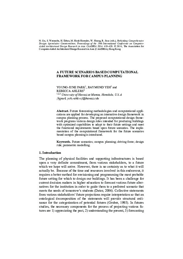 (PDF) A Future Scenarios Based Computational Framework for Campus Planning