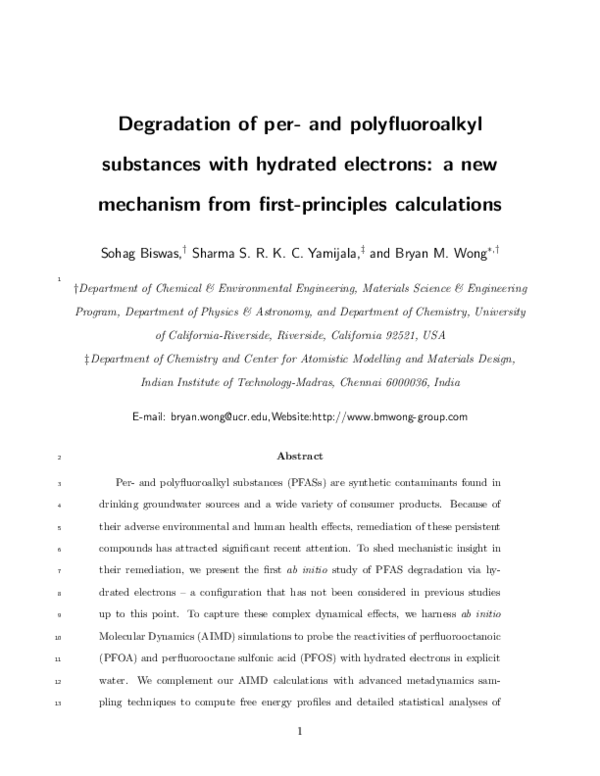 (PDF) Degradation of Per- and Polyfluoroalkyl Substances (PFASs): Structural Dependence and ...