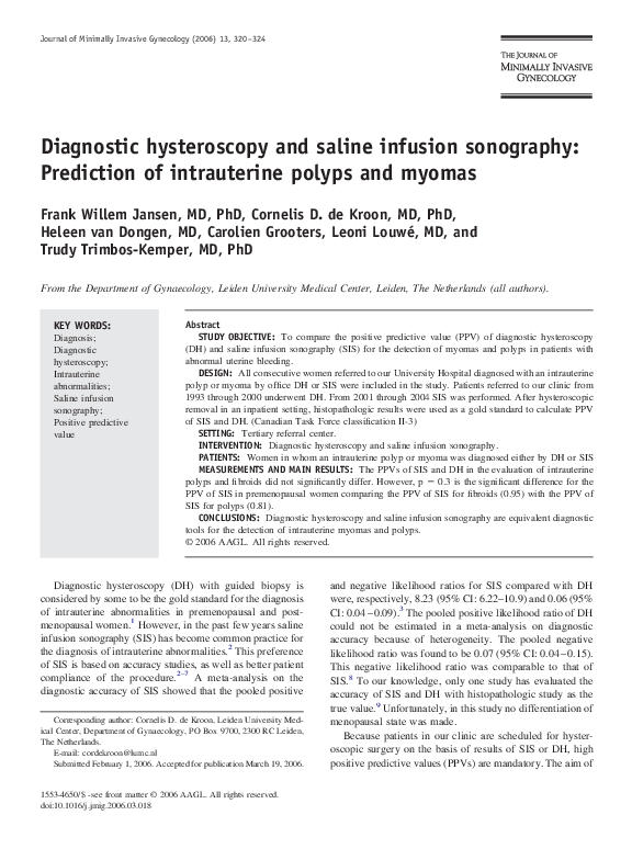 (PDF) Diagnostic hysteroscopy and saline infusion sonography ...