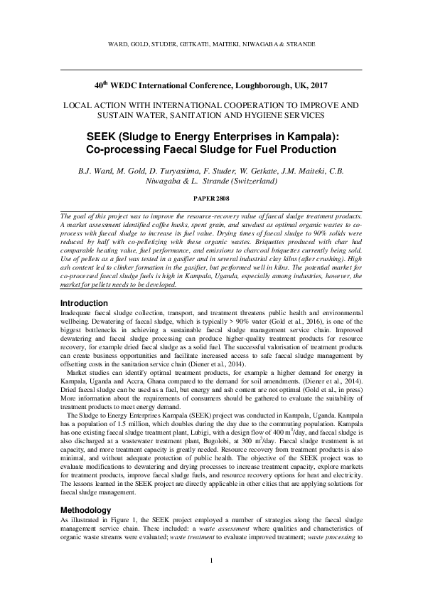 (PDF) SEEK (Sludge to Energy Enterprises in Kampala): co-processing ...
