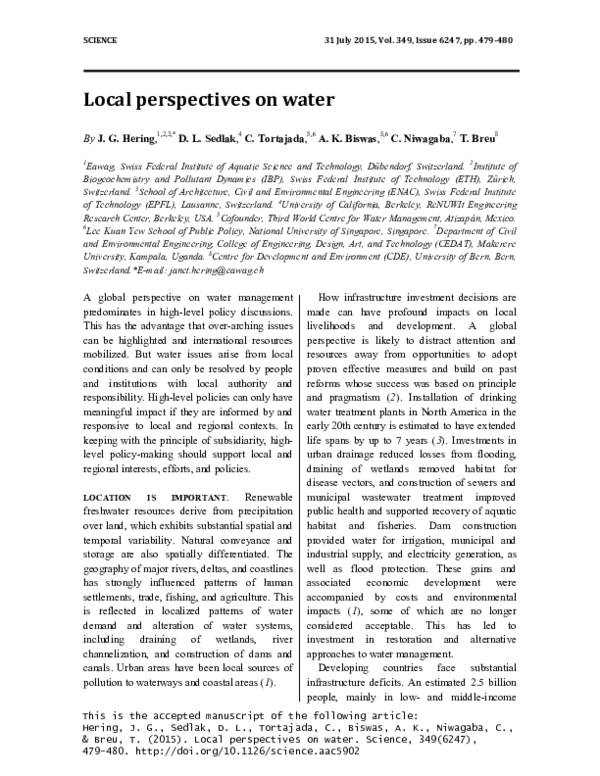 (PDF) Local perspectives on water