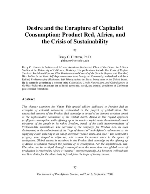 (PDF) Desire and the Enrapture of Capitalist Consumption: Product Red ...