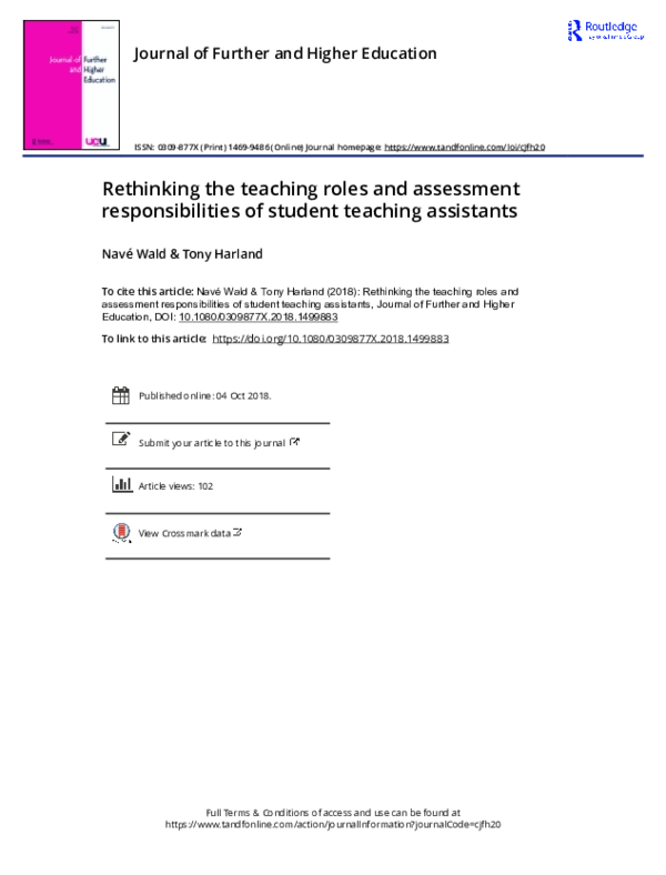 (PDF) Rethinking the teaching roles and assessment responsibilities of student teaching ...