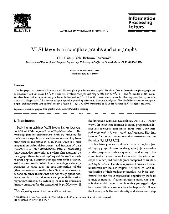 (PDF) VLSI layouts of complete graphs and star graphs