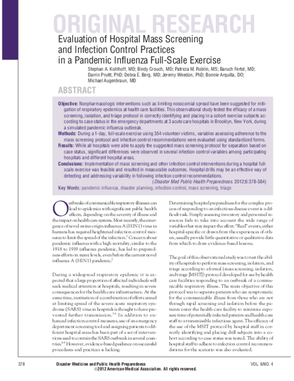 (PDF) Evaluation of Hospital Mass Screening and Infection Control ...