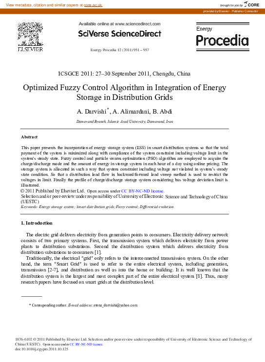 (PDF) Optimized Fuzzy Control Algorithm in Integration of Energy Storage in Distribution Grids