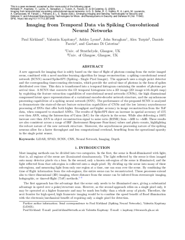 (PDF) Imaging from temporal data via spiking convolutional neural networks