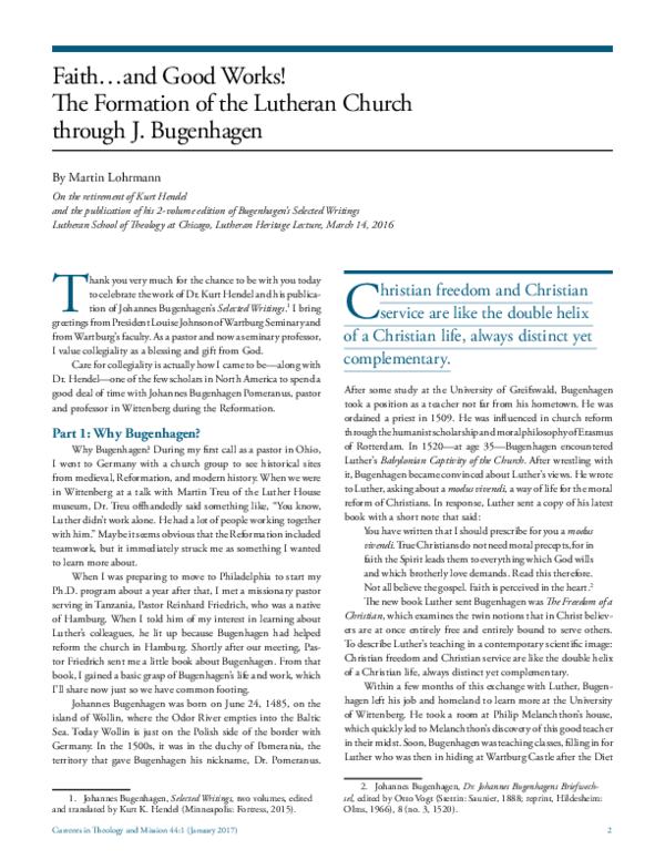 (PDF) Faith…and Good Works! The Formation of the Lutheran Church ...