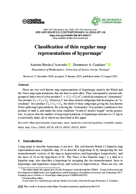 (PDF) Classification of thin regular map representations of hypermaps