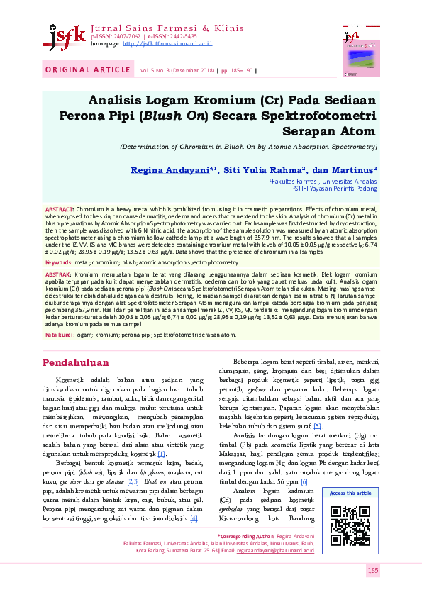 (PDF) Analisis Logam Kromium (Cr) Pada Sediaan Perona Pipi (Blush On ...