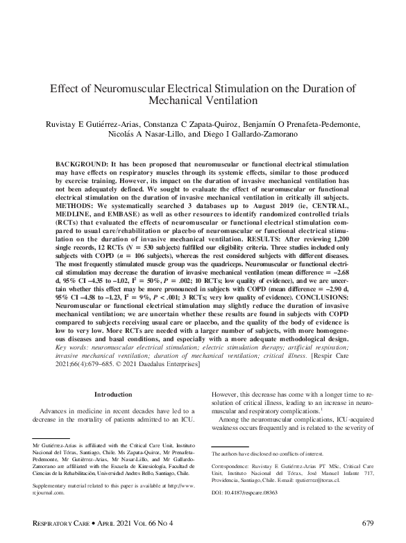 (PDF) Effect of Neuromuscular Electrical Stimulation on the Duration of ...