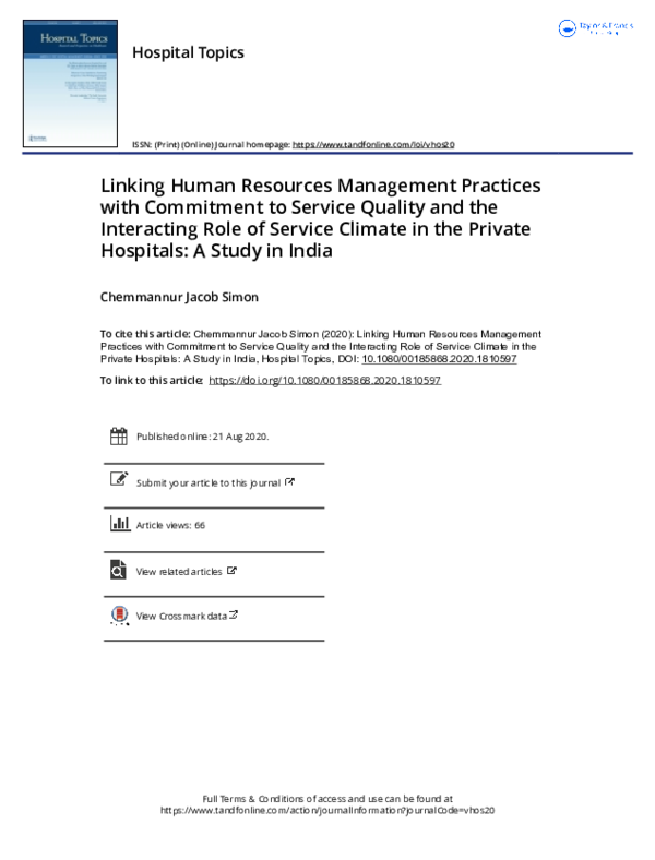 (PDF) Linking Human Resources Management Practices with Commitment to Service Quality and the ...