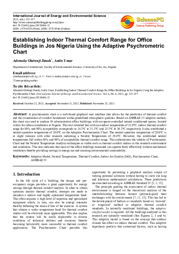 (PDF) Establishing Indoor Thermal Comfort Range for Office Buildings in ...