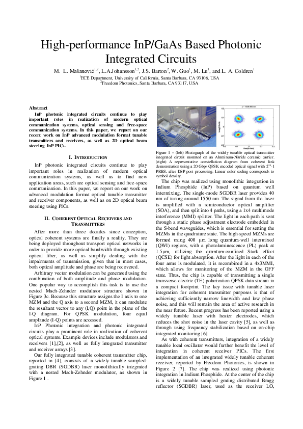 (PDF) High-performance InP/GaAs based photonic integrated circuits