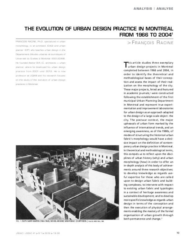 (PDF) The Evolution of Urban Design Practice in Montreal from 1966 to 2004