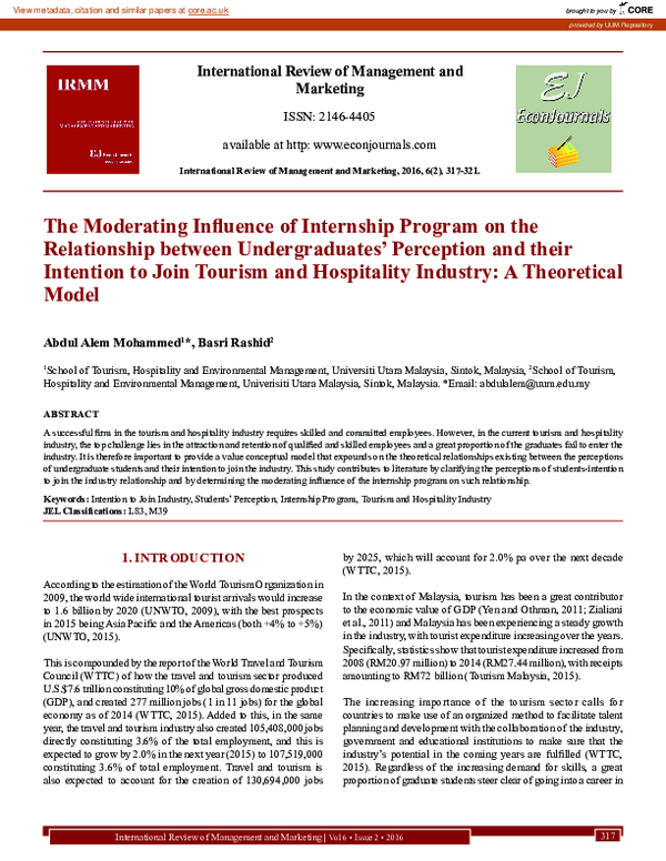 (PDF) The Moderating Influence of Internship Program on the ...