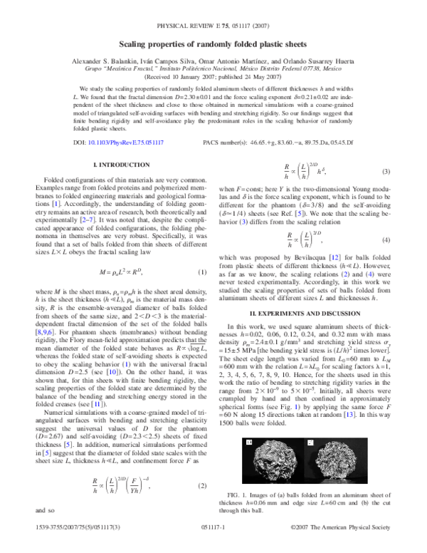 (PDF) Fractal Scaling of Folded Plastic Sheets