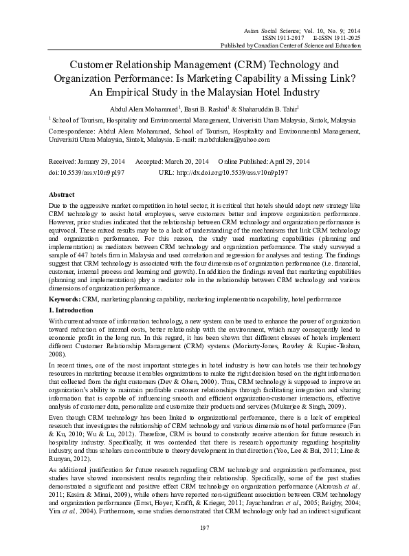 (PDF) Customer Relationship Management (CRM) Technology and ...