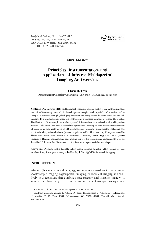 (PDF) Principles, Instrumentation, and Applications of Infrared ...