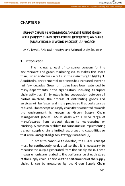 (PDF) Supply Chain Performance Analysis Using Green Scor (Supply Chain Operations Reference) and ...