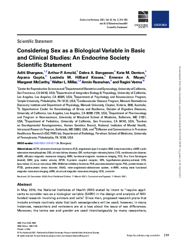 Pdf Incorporating Sex As A Biological Variable In Research