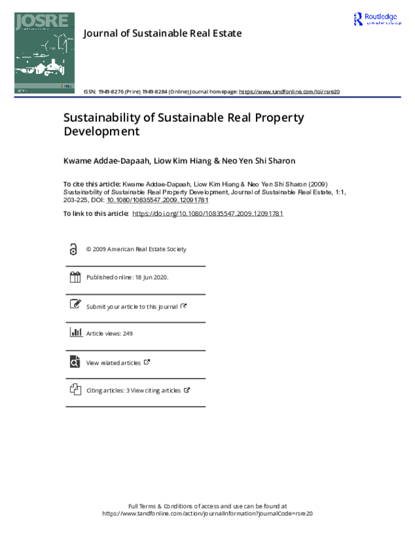 (PDF) Sustainability of Sustainable Real Property Development