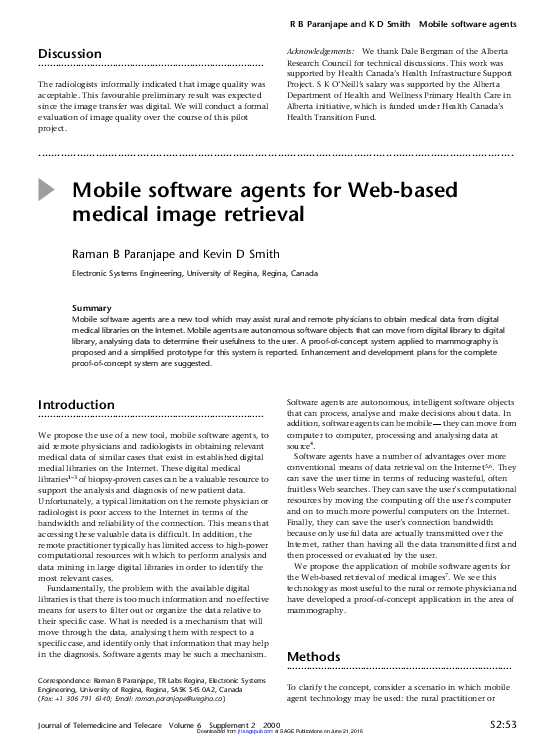 (PDF) Mobile software agents for Web-based medical image retrieval