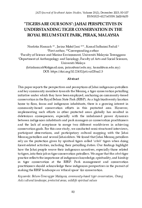 (PDF) "TIGERS ARE OUR SONS": JAHAI PERSPECTIVES IN UNDERSTANDING TIGER ...